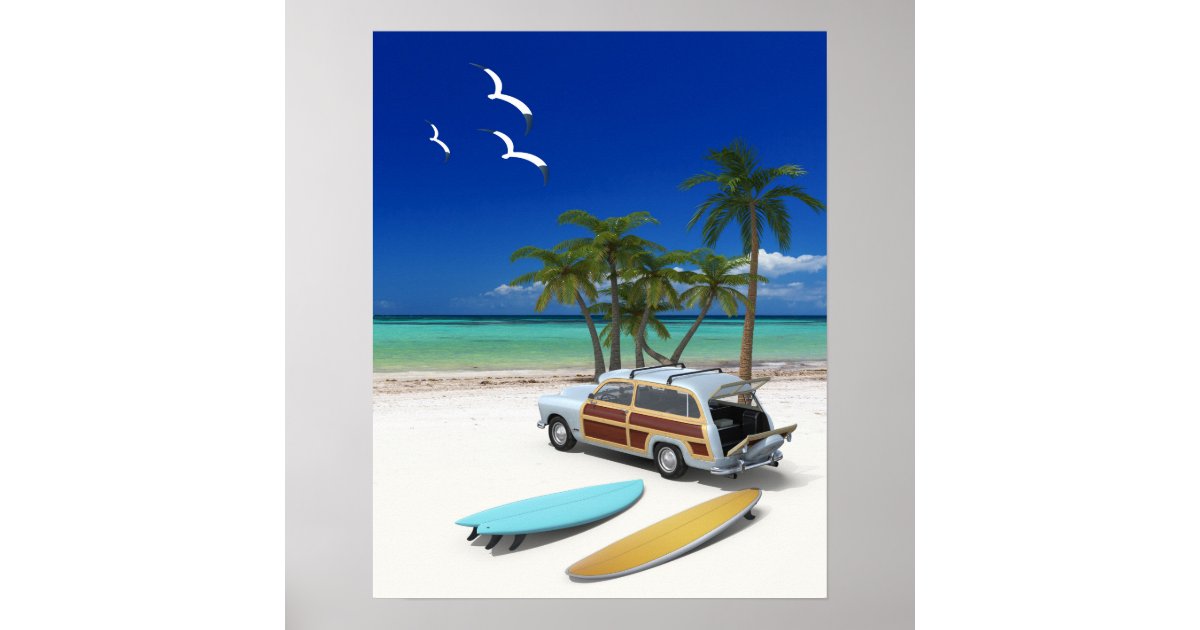 Surfer Wagon Poster | Zazzle