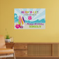 Surfing and Beach Themed Birthday Banner Poster | Zazzle