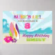 Surfing and Beach Themed Birthday Banner Poster | Zazzle