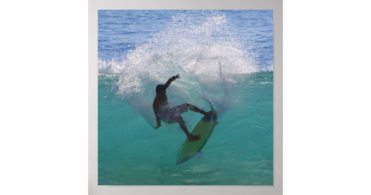 surfing at a big wave poster | Zazzle