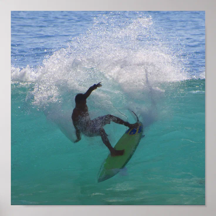 surfing at a big wave poster | Zazzle