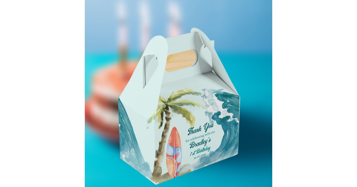 Surfing beach nautical beach tropical party favor boxes | Zazzle