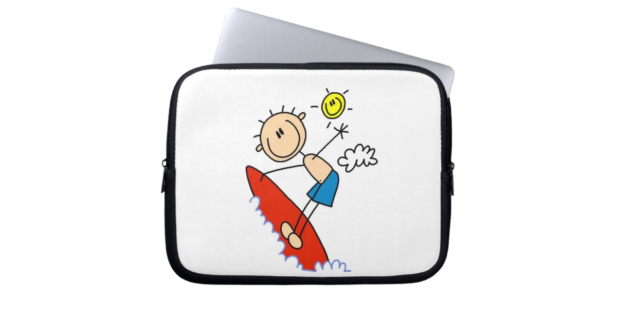 Surfing Boy Stick Figure Laptop Sleeve | Zazzle