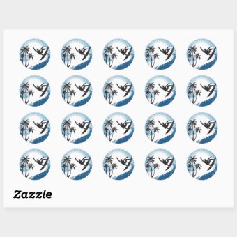 Surfing Classic Round Sticker | Zazzle