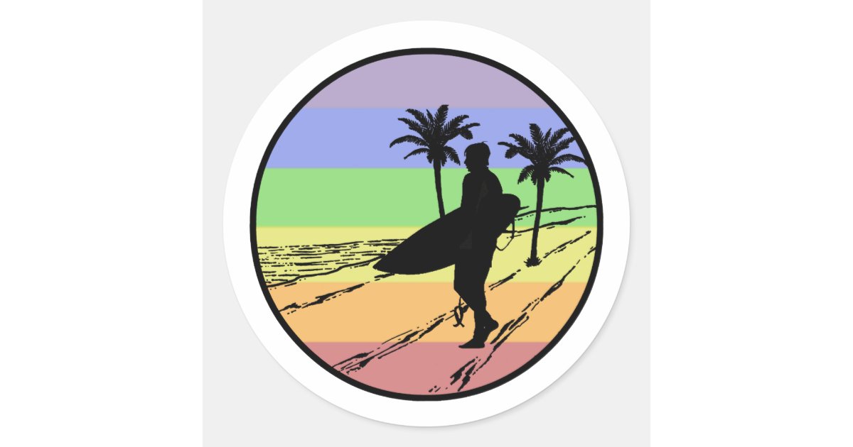 Surfing Classic Round Sticker | Zazzle
