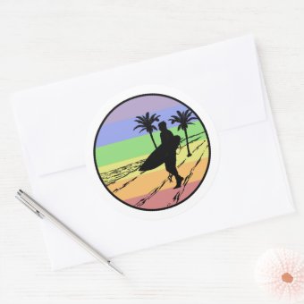 Surfing Classic Round Sticker | Zazzle