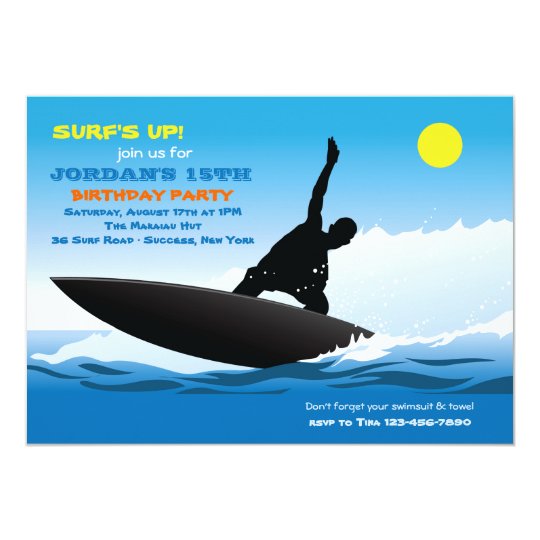 Surfing Fun Birthday Party Invitation | Zazzle.com