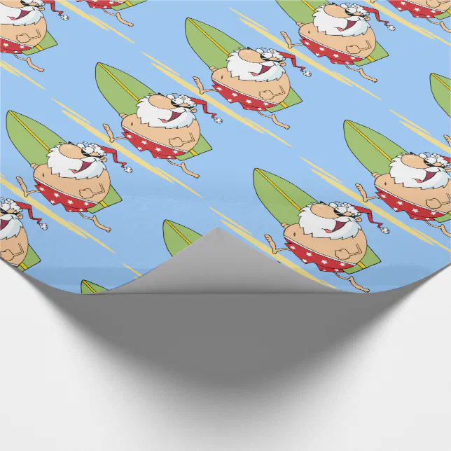 Surfing Santa Claus Wrapping Paper | Zazzle