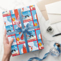 Surfing Santa On Beach Merry Christmas Wrapping Paper | Zazzle