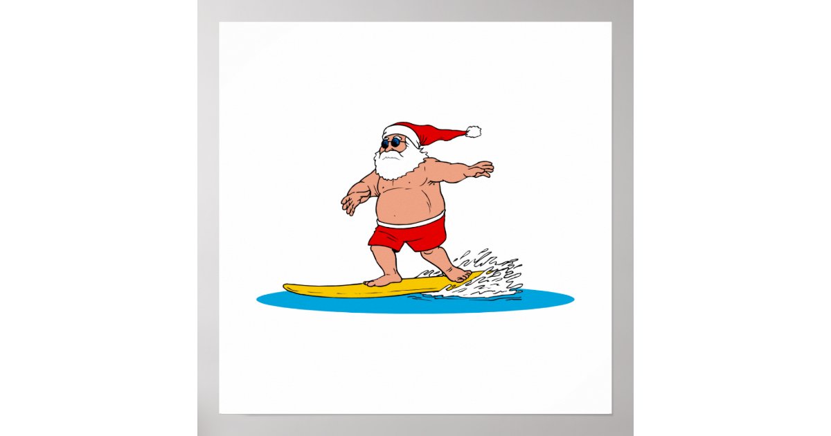 Surfing Santa Poster | Zazzle
