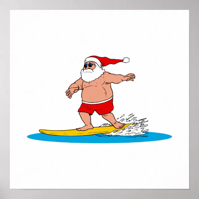 Surfing Santa Poster | Zazzle