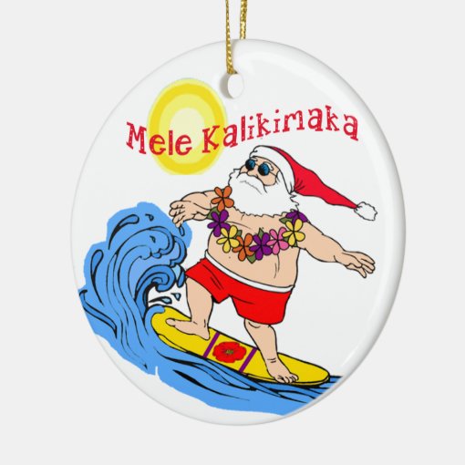 Surfing Santa Tropical Hawaiian Christmas Ornament | Zazzle