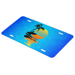 Surfing Sunrise License Plate | Zazzle