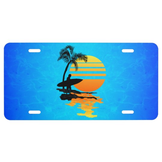 Surfing Sunrise License Plate | Zazzle.com
