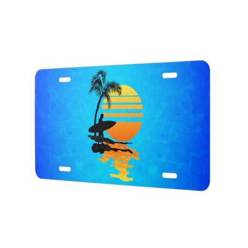 Surfing Sunrise License Plate | Zazzle