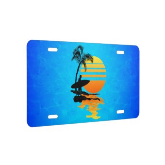 Surfing Sunrise License Plate | Zazzle