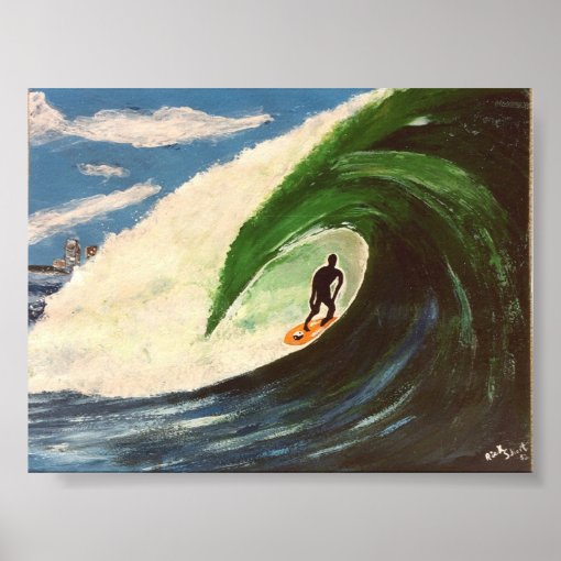 Surfing Surfer The Tube Ride Wave ocean Art Poster | Zazzle