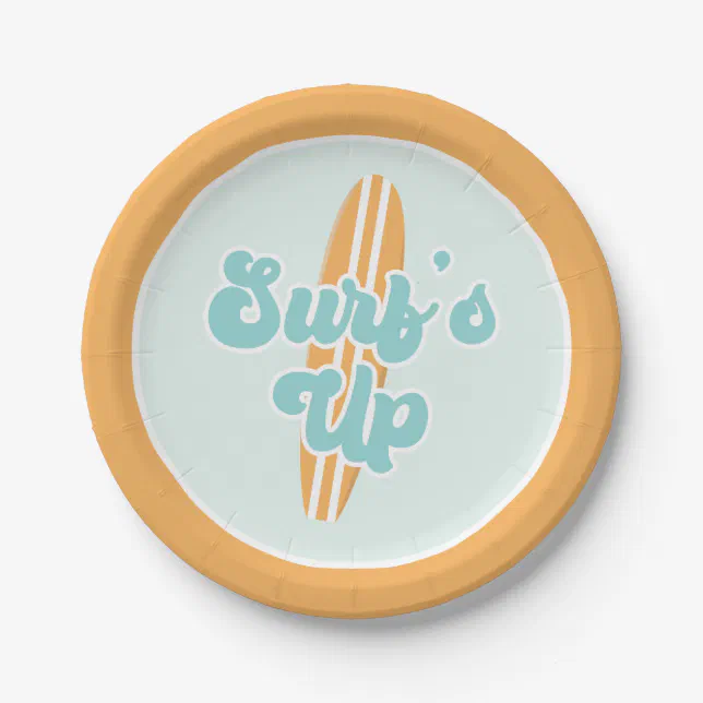 Surfs Up Beach Birthday Paper Plates | Zazzle