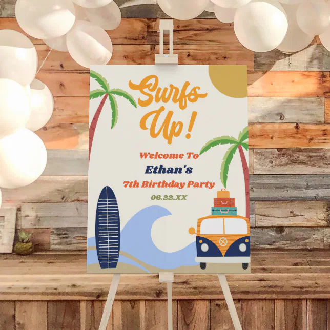 Surfs Up! Beach Birthday Party Welcome Sign | Zazzle