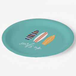 Surfs Up BOY Surfboard beach Birthday Party Paper Plates | Zazzle