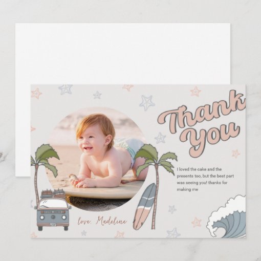 Surf's Up Ocean Birthday Thank You Card | Zazzle