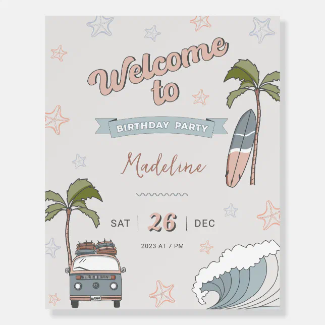 Surf's Up Ocean Birthday Welcome Sign | Zazzle