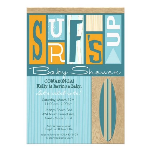 Personalized Surf Baby Shower Invitations | CustomInvitations4U.com