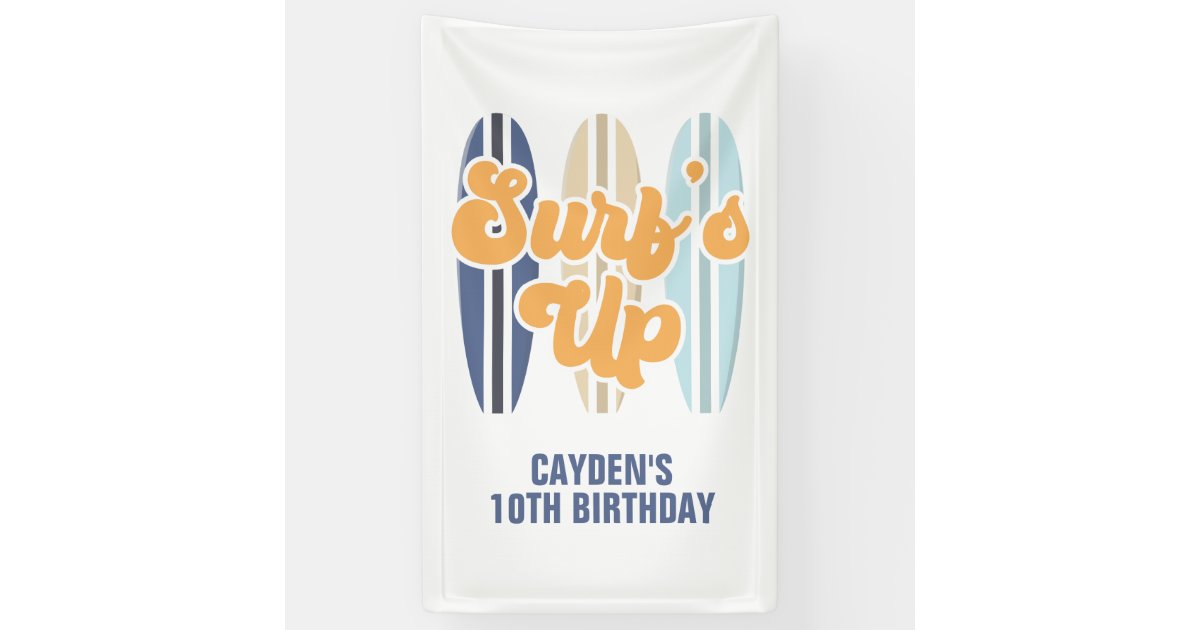 Surf's Up Surfboard Beach Birthday Banner | Zazzle
