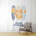 Surf's Up Surfboard Beach Birthday Banner Tapestry | Zazzle