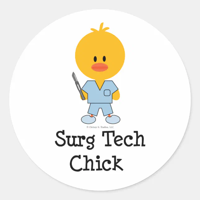 Surg Tech Chick Stickers Classic Round Sticker | Zazzle