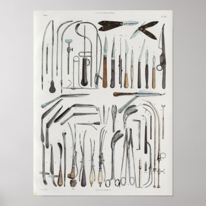 Surgical Medical Instruments Vintage Anatomy Print | Zazzle.com