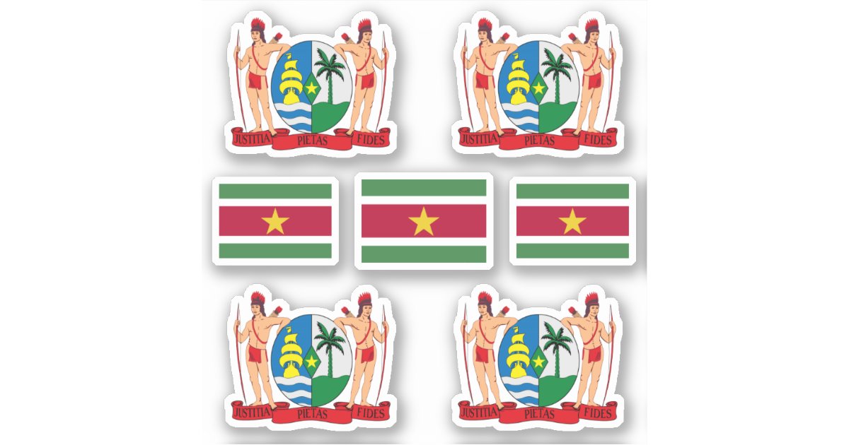 Surinamese state symbols / coat of arms and flag sticker | Zazzle