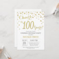 Surprise 100th Birthday Gold Glitter Diamond Invitation | Zazzle