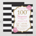 Surprise 100th Birthday Invitation Pink Black Gold | Zazzle