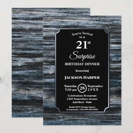 Surprise 21st Birthday Dinner Wood Party Invitation | Zazzle