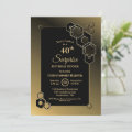 Surprise 40th Birthday Dinner Black Gold Border Invitation | Zazzle