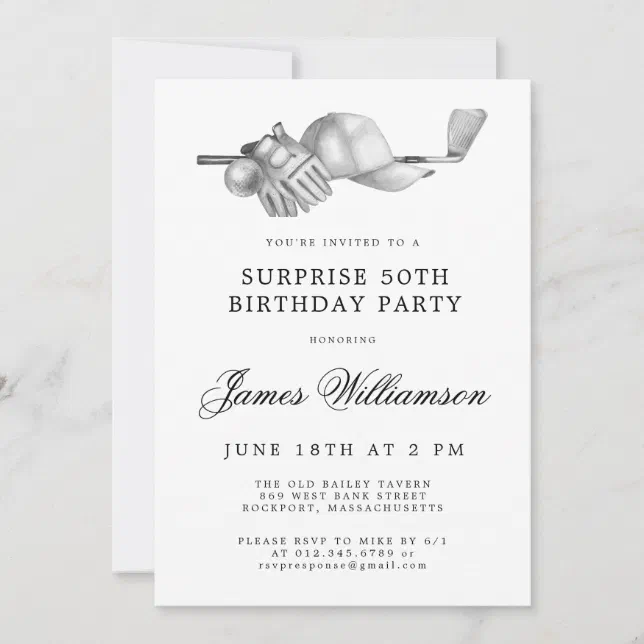 SURPRISE 50th Birthday Party Golf Theme Invitation | Zazzle