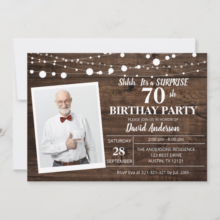 Surprise 60th Birthday Invitation Rustic Wood | Zazzle