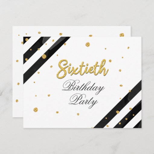 Surprise 60th Birthday Script Gold Geometric Invitation | Zazzle