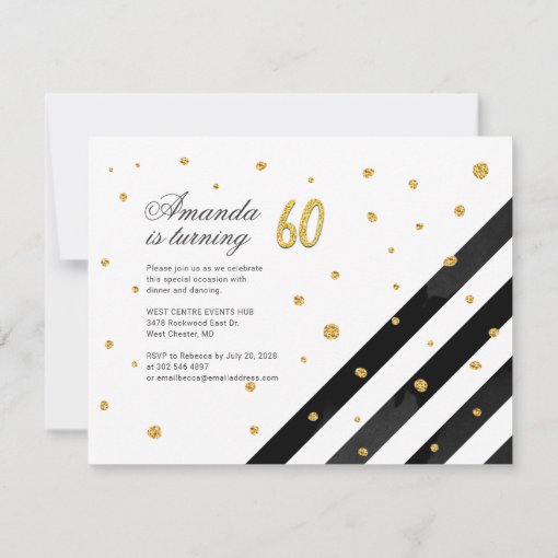Surprise 60th Birthday Script Gold Geometric Invitation | Zazzle