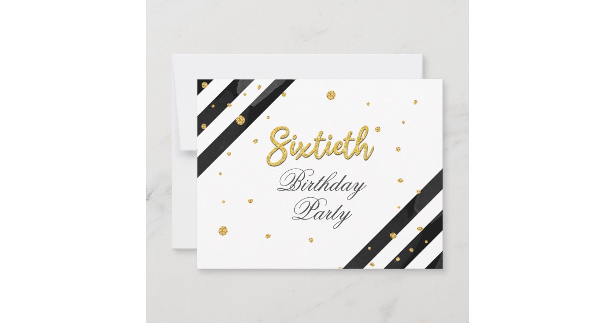 Surprise 60th Birthday Script Gold Geometric Invitation | Zazzle