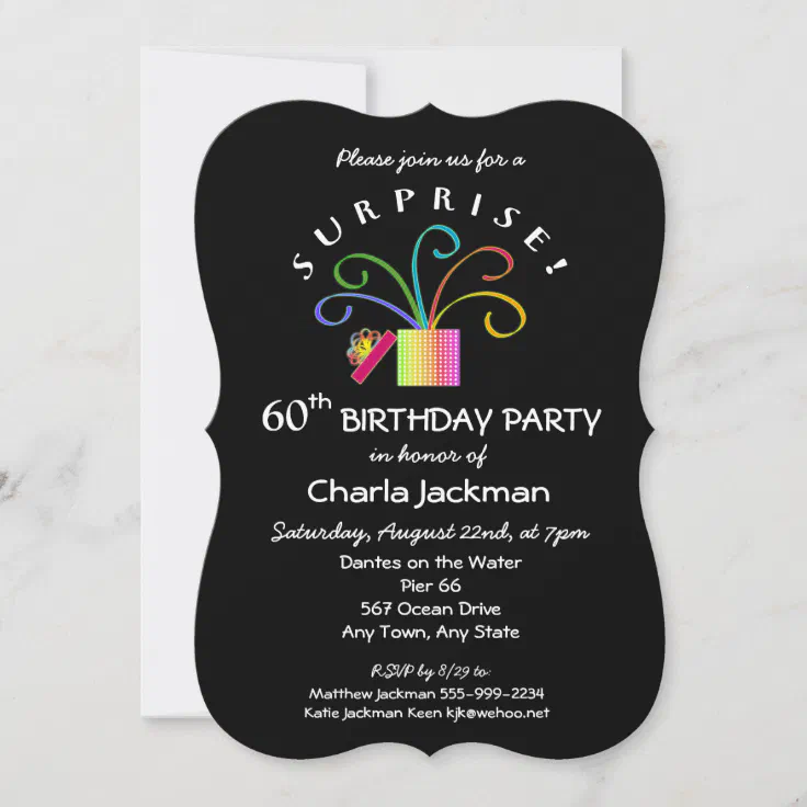 SURPRISE! 60th or Any Age Chic Birthday Party Invitation | Zazzle