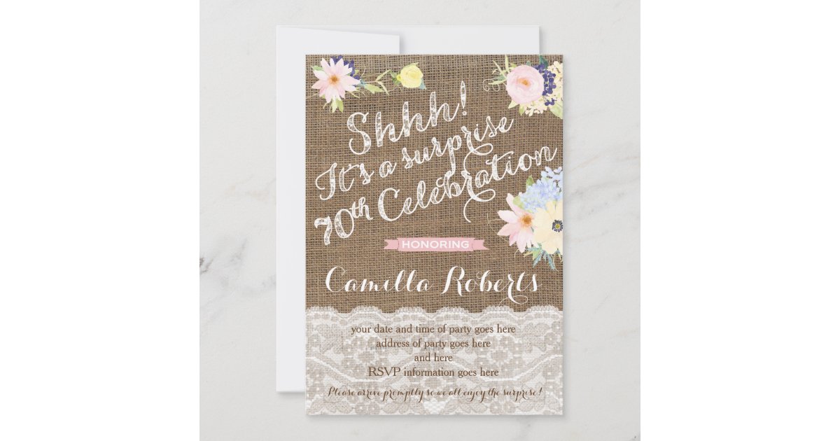 surprise 70th birthday invitations, surprise party invitation | Zazzle