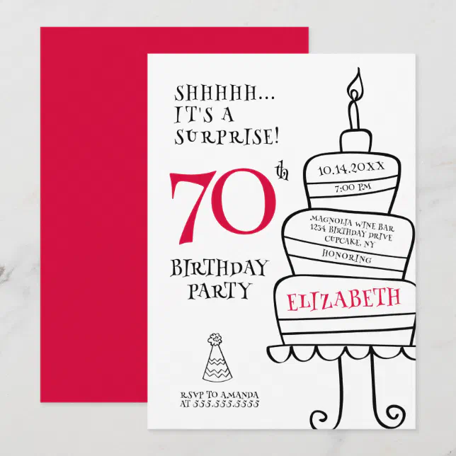 Surprise 70th Birthday Party Invitation | Zazzle