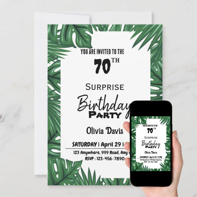 Surprise 70th Birthday Party Invitation | Zazzle