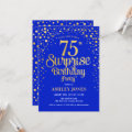 Surprise 75th Birthday Party - Royal Blue & Gold Invitation | Zazzle