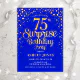Surprise 75th Birthday Party - Royal Blue & Gold Invitation | Zazzle