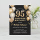 Surprise 95th Birthday Black and Gold Balloons Invitation | Zazzle
