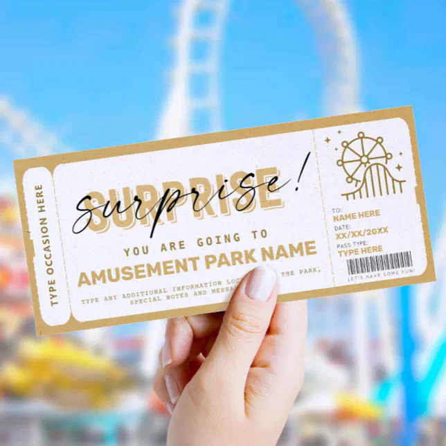 Surprise Amusement Park Theme Park Ticket Gift | Zazzle