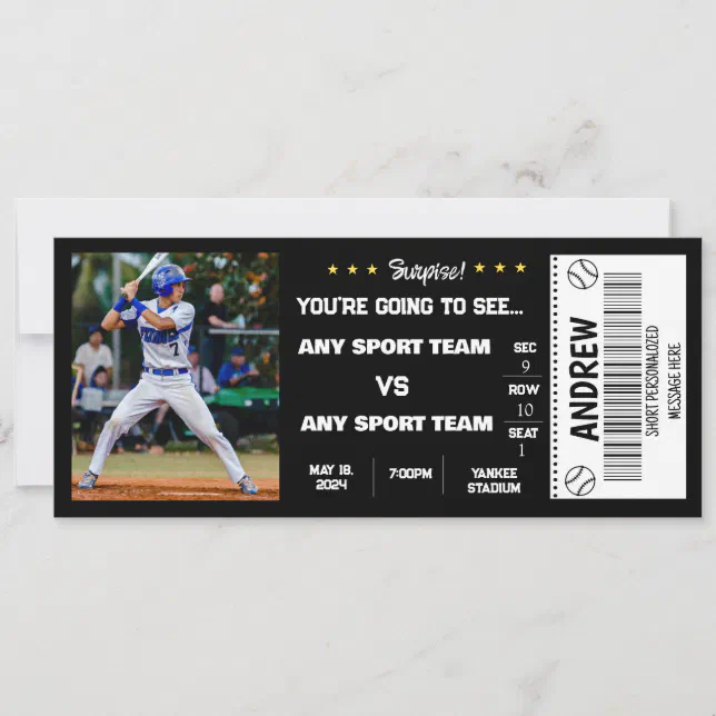 Surprise Baseball Game Stadium Gift Ticket Invitation | Zazzle